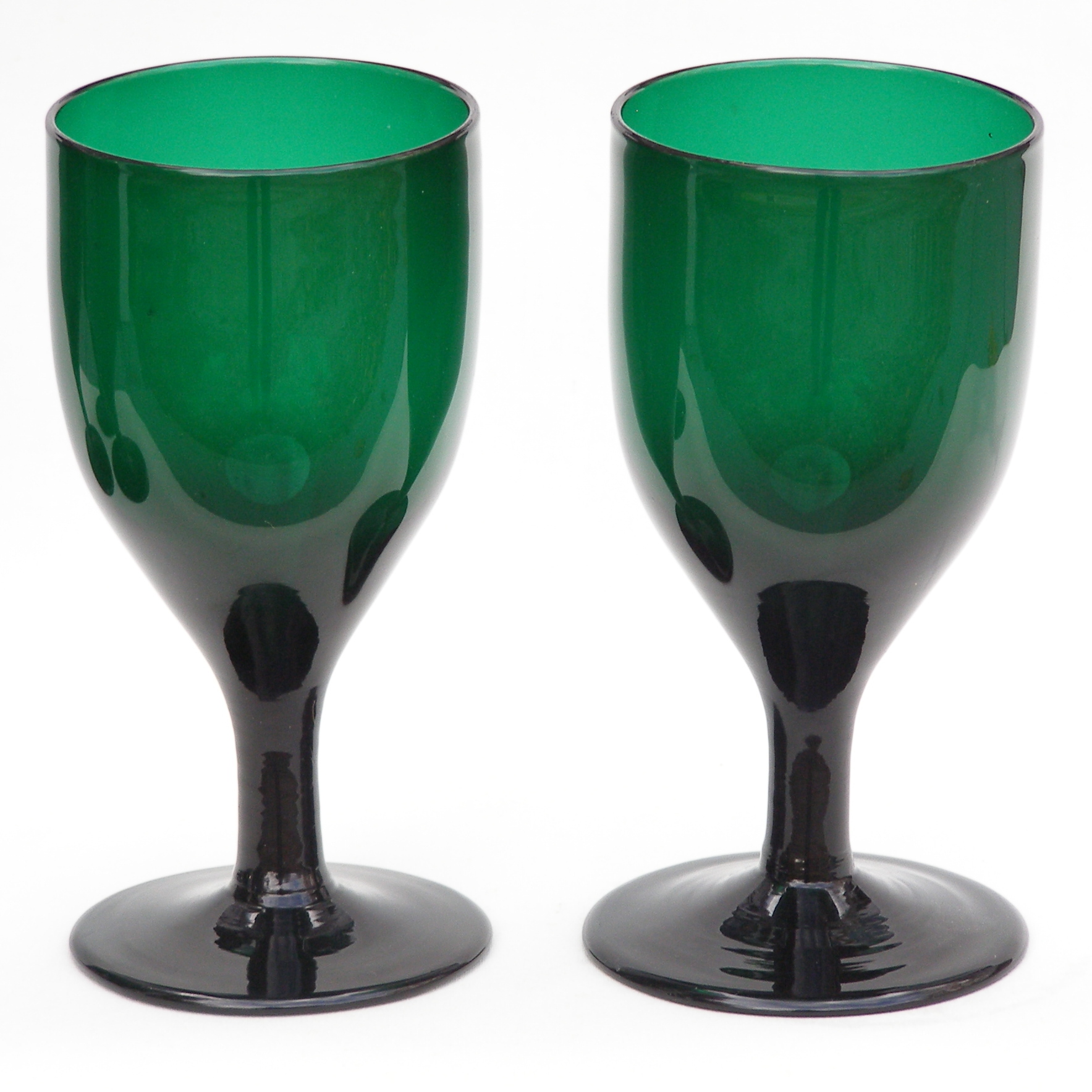 10 Antique Blown Green Crystal Goblets, Ca. 1840 - Paul Kleinwald Art ...